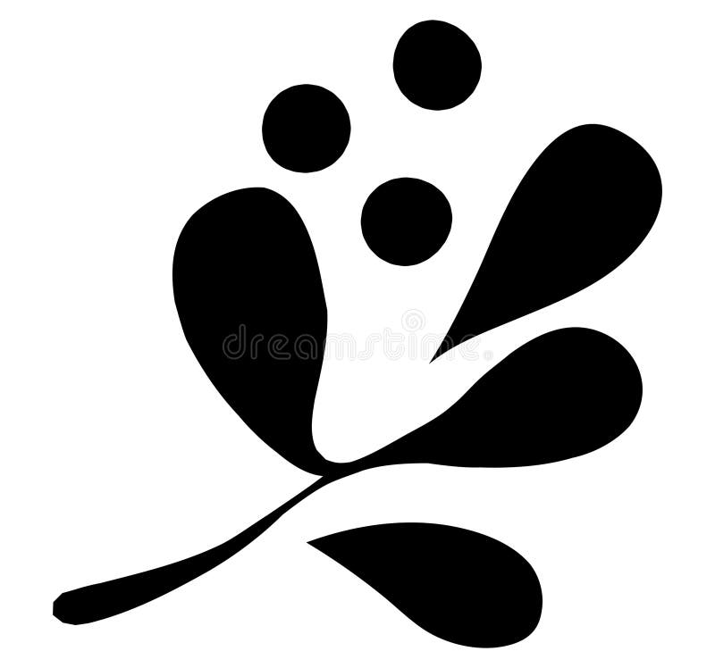 Abstract Modern Foliage, Vector Illustrations in a Flat Style, Black ...