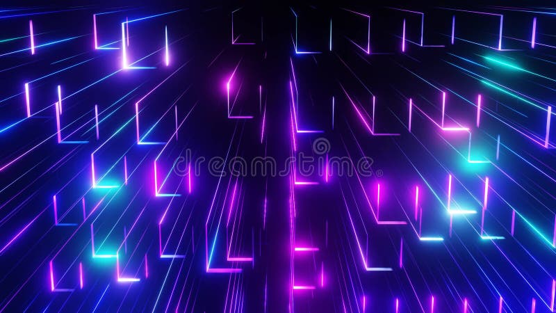 Abstract Modern Front View Background with Glow Neon Cyan and Violet ...