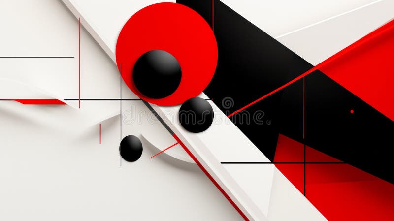Abstract Modern Geometric Background Black and Red. Neural Network AI ...