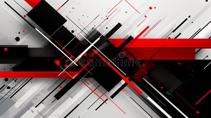 Abstract Modern Geometric Background Black and Red. Neural Network AI ...