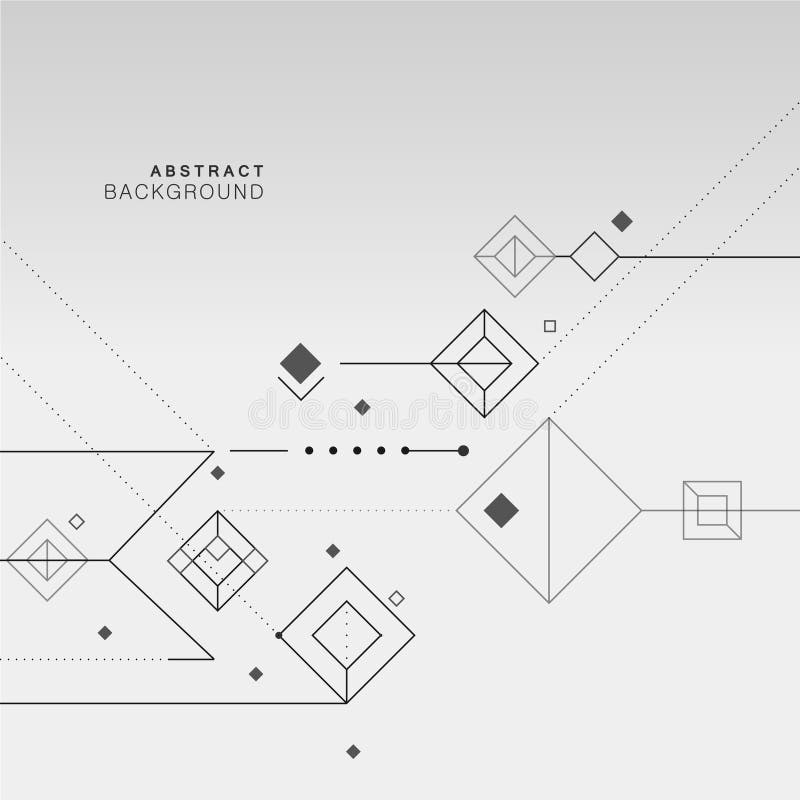 Abstract Modern Geometric Background. Squares and Dots and Lines Design ...