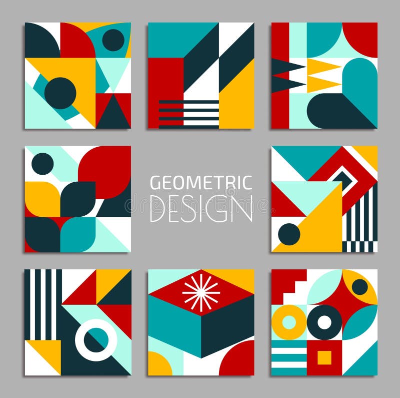 Abstract Modern Geometric Bauhaus Tile Patterns Stock Vector ...