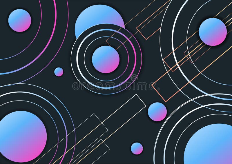 Abstract Modern Geometric Circles Overlap Pattern with Lines on Dark ...