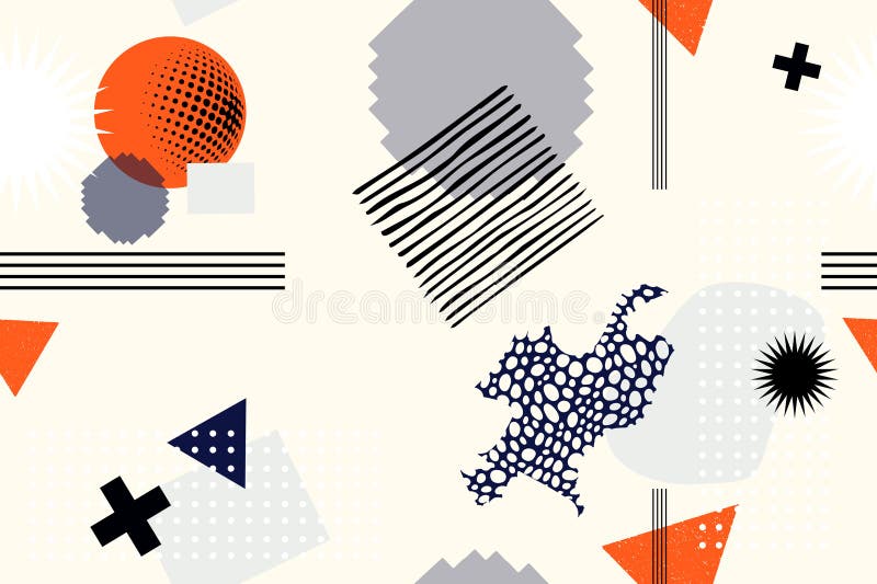 Abstract Modern Geometric Shapes Seamless Pattern, Trendy Vector Stock ...