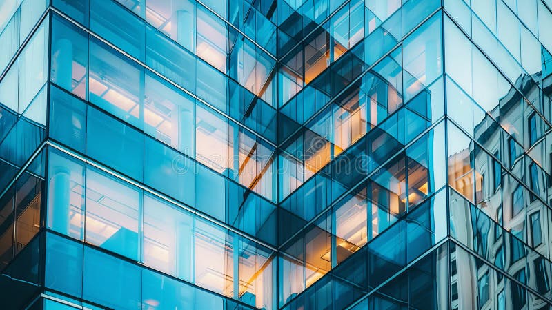Abstract Modern Glass Office Building in Downtown Stock Illustration ...