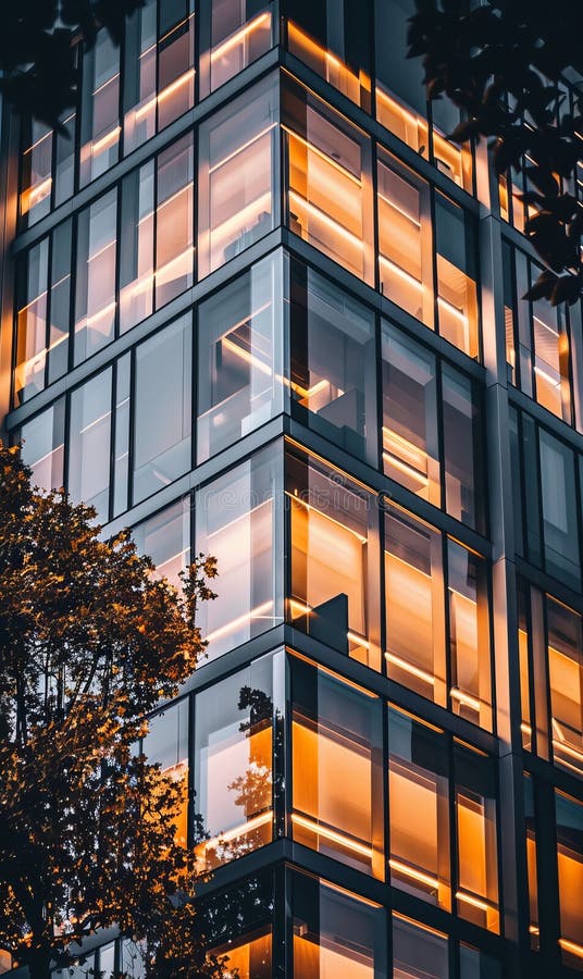 Abstract Modern Glass Office Building in Downtown Stock Illustration ...