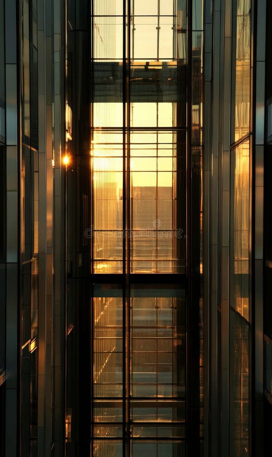Abstract Modern Glass Office Building in Downtown, View from Below ...