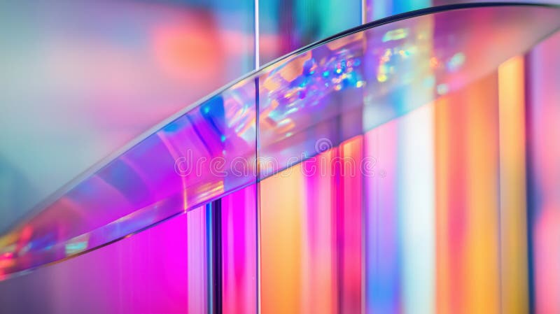 Abstract Modern Glass Reflections with Vibrant Neon Colors and Curved ...