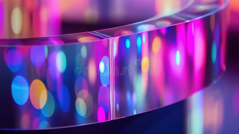 Abstract Modern Glass Reflections with Vibrant Neon Colors and Curved ...