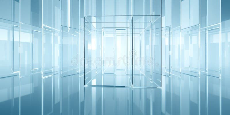 Abstract Modern Glass Structure Design Blue Hue Interior Architecture ...