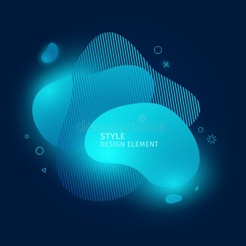 Abstract Modern Graphic Elements. Dynamic Blue Neon Colored Cloud Forms ...