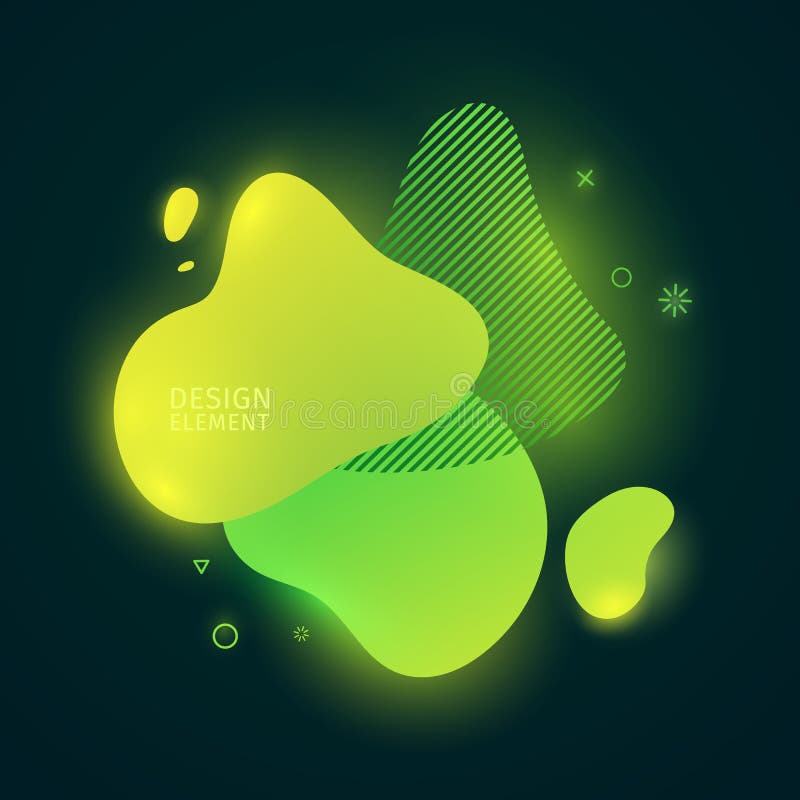 Abstract Modern Graphic Elements. Dynamical Green Neon Colored Forms ...