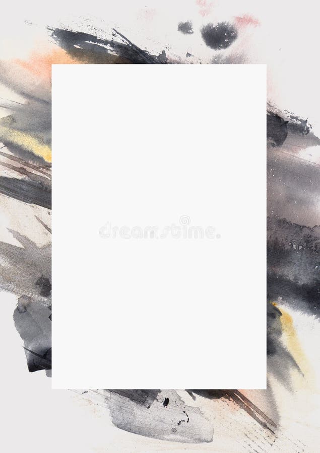 Abstract Modern Gray Watercolor Frame. Expressive Design. Minimalistic ...
