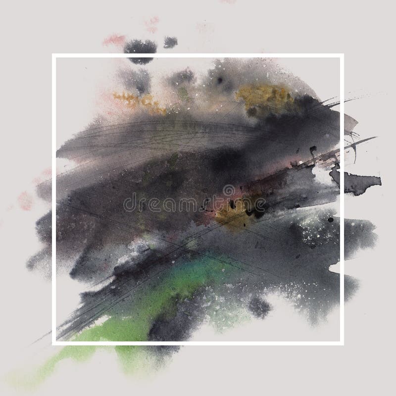 Abstract Modern Gray Watercolor Square Frame. Expressive Design ...