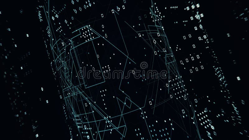 Abstract of Modern High Tech Internet Data Center Room with Rows of ...