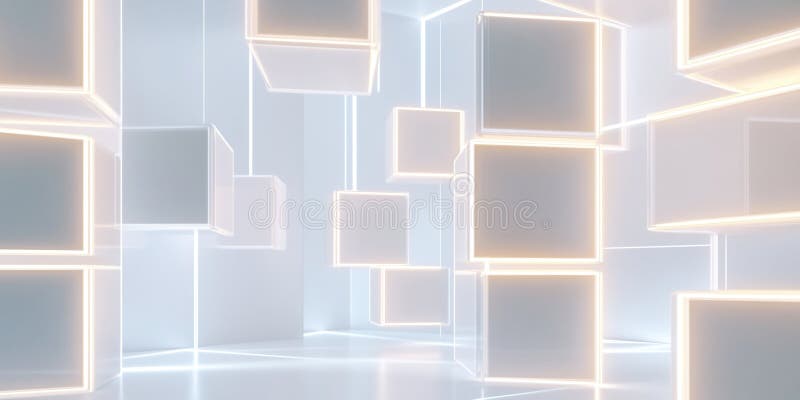 Abstract Modern Illuminated Geometric Cubes in Minimal White Space ...