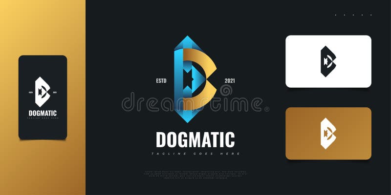 Abstract and Modern Initial Letter D and E Logo Design in Blue and Gold ...