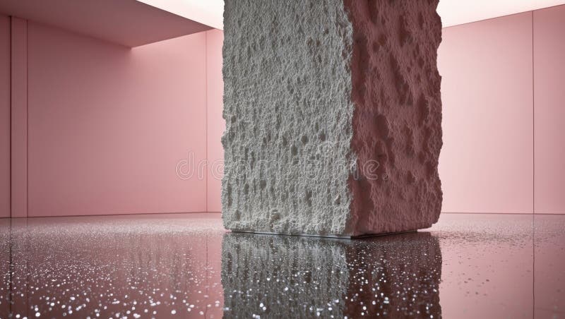 Abstract Modern Interior Design Pink Room with Textured Column and ...