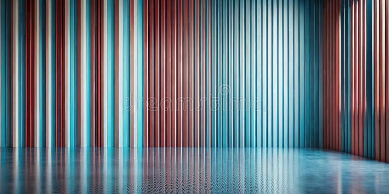 Abstract Modern Interior with Vertical Striped Wall and Reflective ...