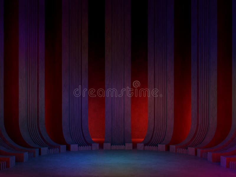 Abstract Modern Loft Style Colorful Concrete Column Hall Background 3d ...