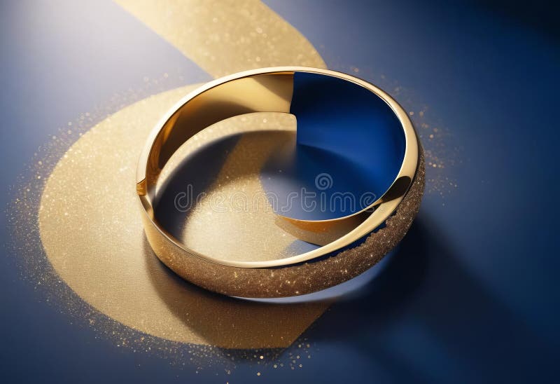 Abstract Modern Luxury Dark Blue Circle Shape and Golden Ring Stock ...