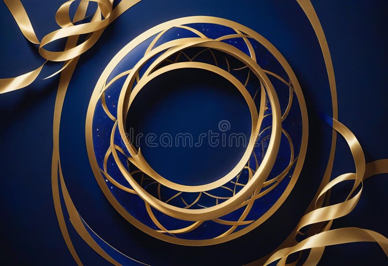 Abstract Modern Luxury Dark Blue Circle Shape and Golden Ring Stock ...