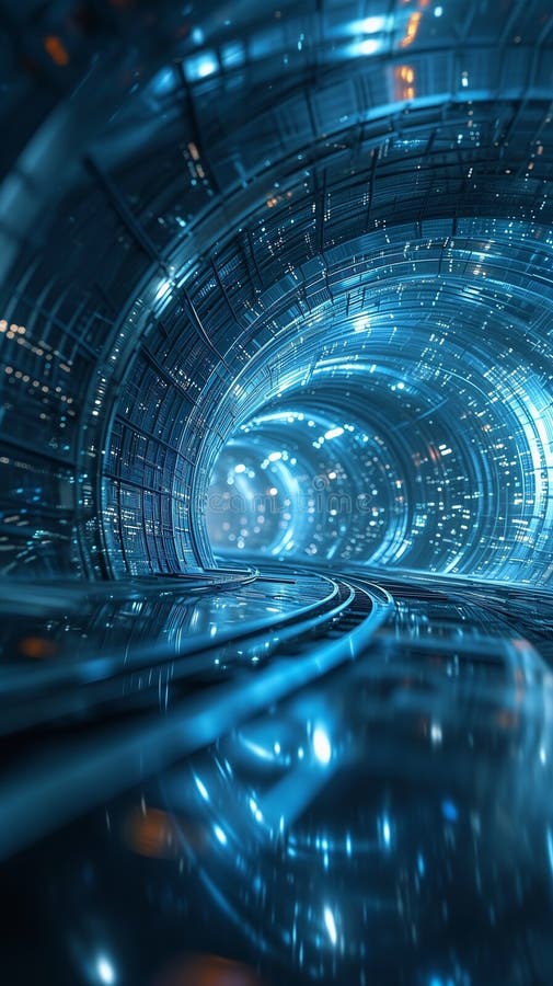 Abstract Modern Microchip Tube Connecting To the Internet, Representing ...