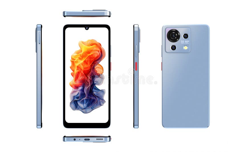 Abstract Modern Mobile Phone Smartphone Front and Back View. 3d ...