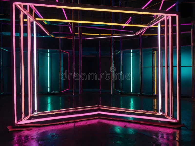 Abstract Modern Neon Frame Background Generative by Ai Stock ...