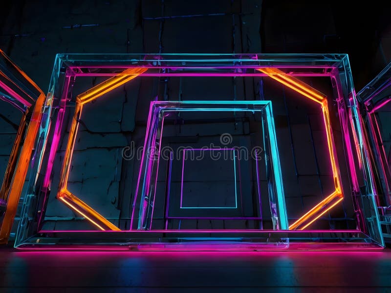 Abstract Modern Neon Frame Background Generative by Ai Stock ...