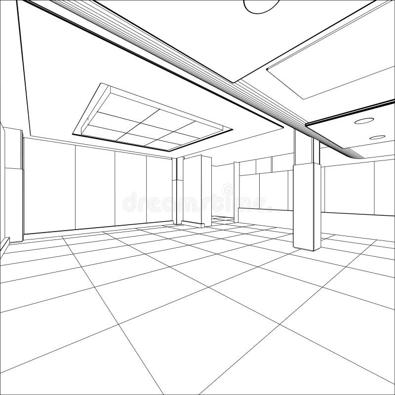 Abstract Modern Office Architecture Design in 3D Stock Vector ...