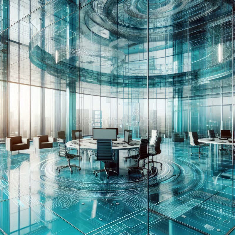 Abstract Modern Office Space Stock Illustration - Illustration of large ...