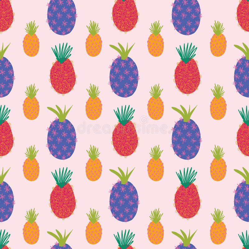 Pink Pineapple Background Repeating Pattern Stock Illustrations – 83 ...