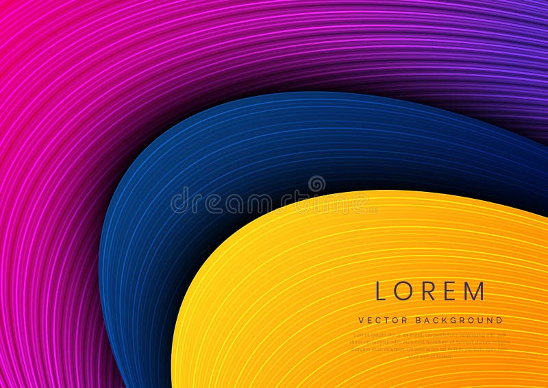 Abstract Modern Pink, Blue, Yellow Background with Stripe Line Curve ...