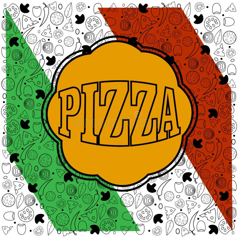 Abstract Modern Pizza Logo with Italy Flag for Packaging or Menu. Stock ...