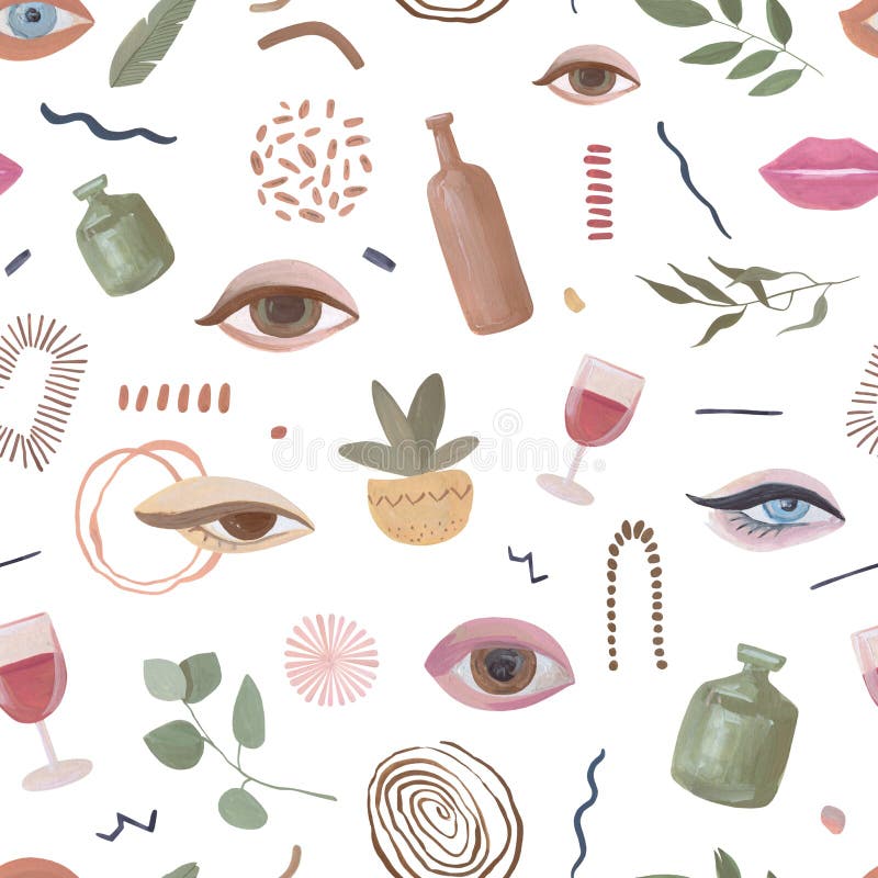 Abstract Modern Seamless Pattern with Abstract Objects Stock ...