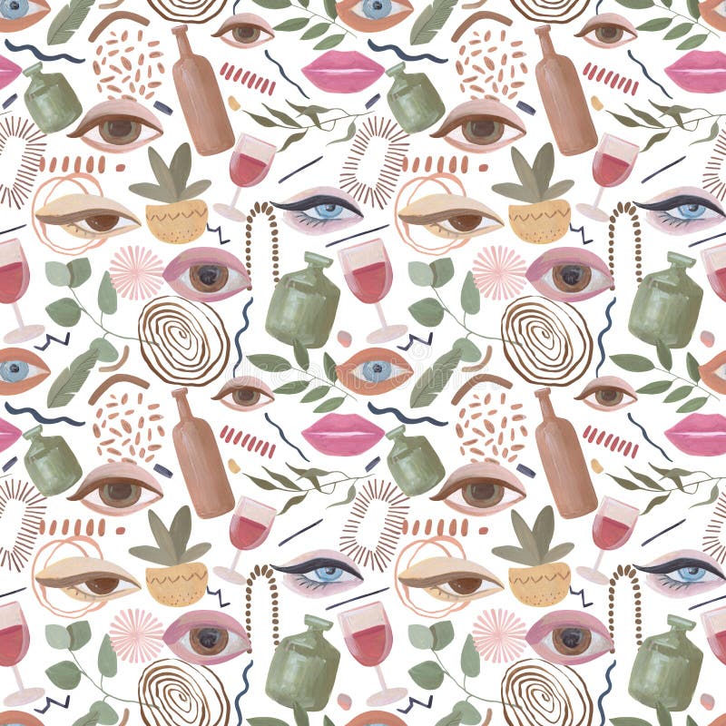 Abstract Modern Seamless Pattern with Abstract Objects Stock ...
