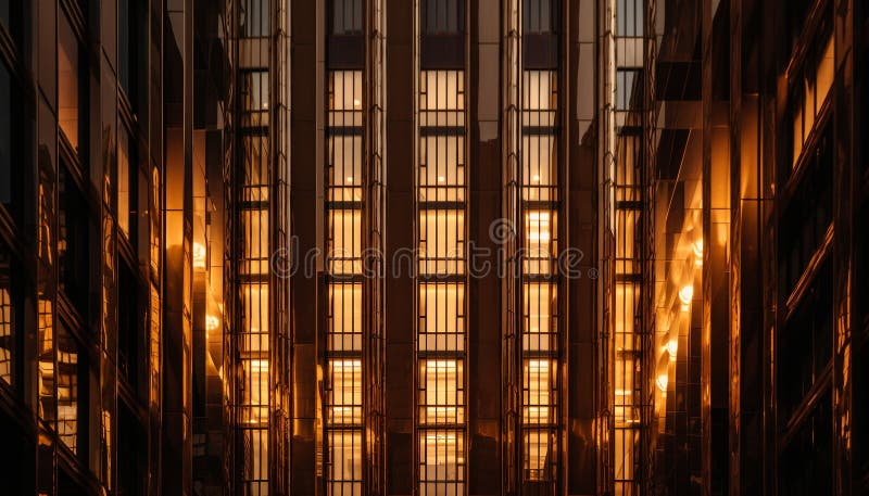 Abstract Modern Skyscraper Reflects Vibrant City Life Outdoors ...