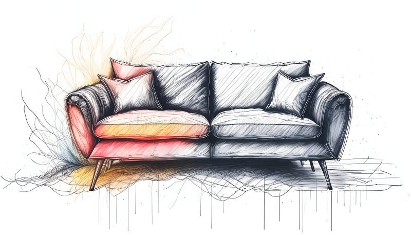 Abstract Modern Sofa Logo, the Style of the Drawing on Digital Art ...