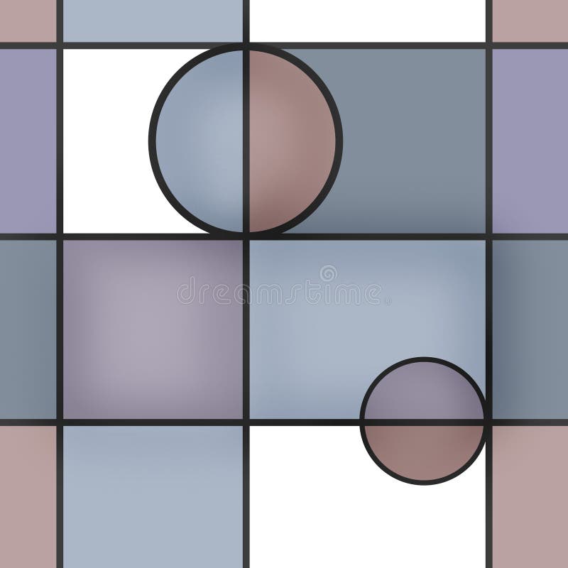 Abstract Modern Squares and Circles Seamless Pattern Texture Retro ...