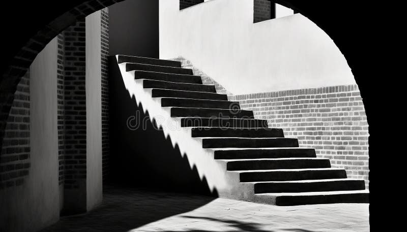 Abstract Modern Staircase Design with Black and White Pattern Generated ...