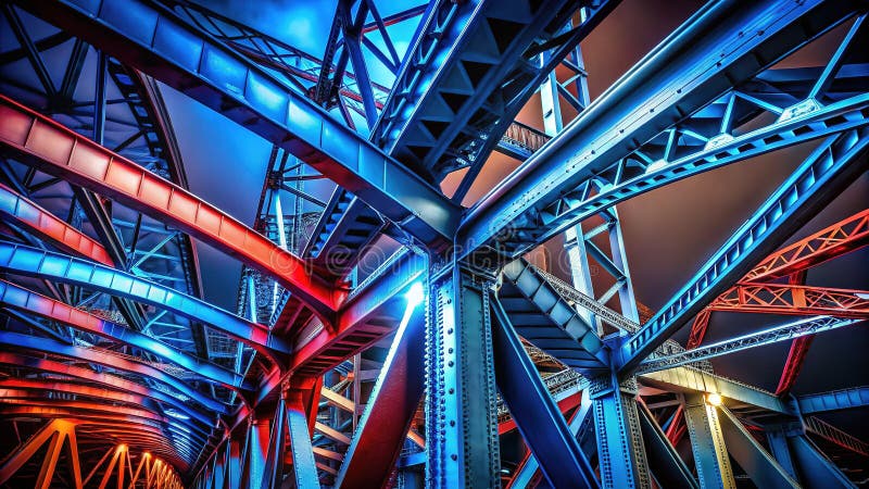 Abstract Modern Steel Bridge Structure a Striking Visual of Blue and ...