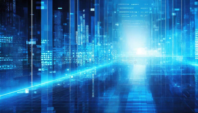 Abstract Modern Technology Background in Blue Colors Stock Illustration ...