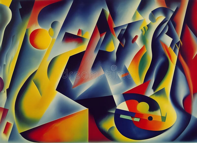 Abstract Modern Technology Themed Painting with Complementary Colors ...