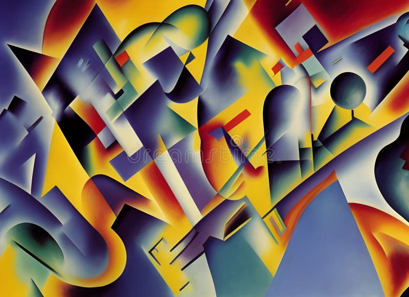 Abstract Modern Technology Themed Painting with Complementary Colors ...