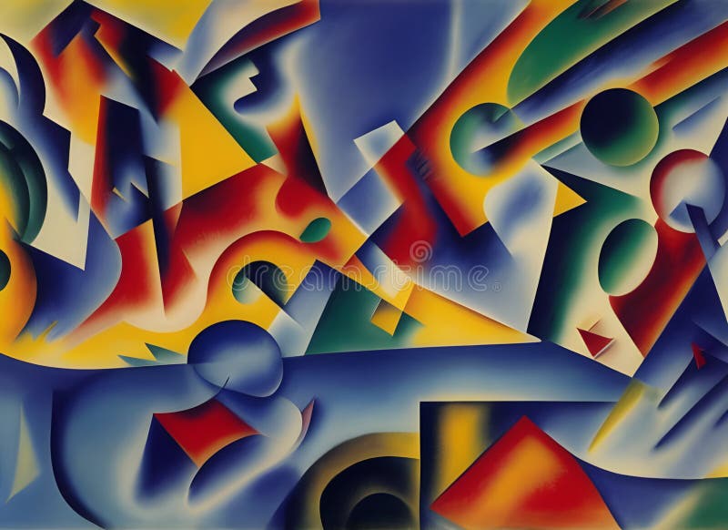 Abstract Modern Technology Themed Painting with Complementary Vibrant ...