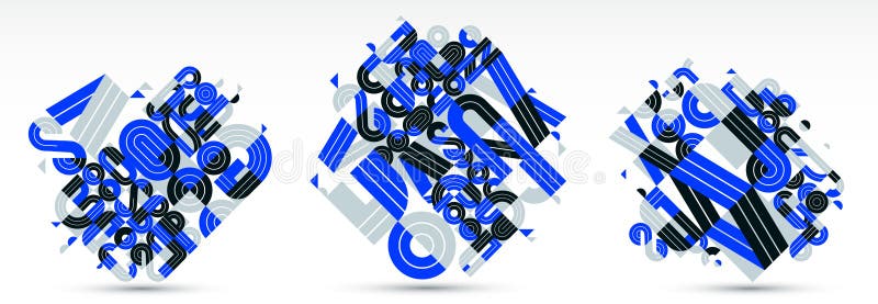 Abstract Modern Vector Trendy Designs Set, Blue Geometric Shapes ...