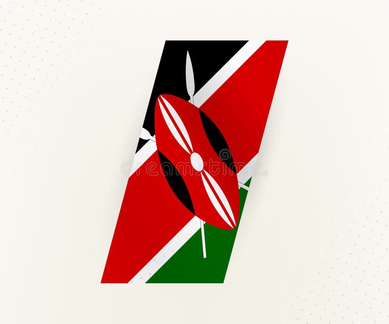 Abstract Modern Vertical Flag of Kenya on Beige Background with Dots ...