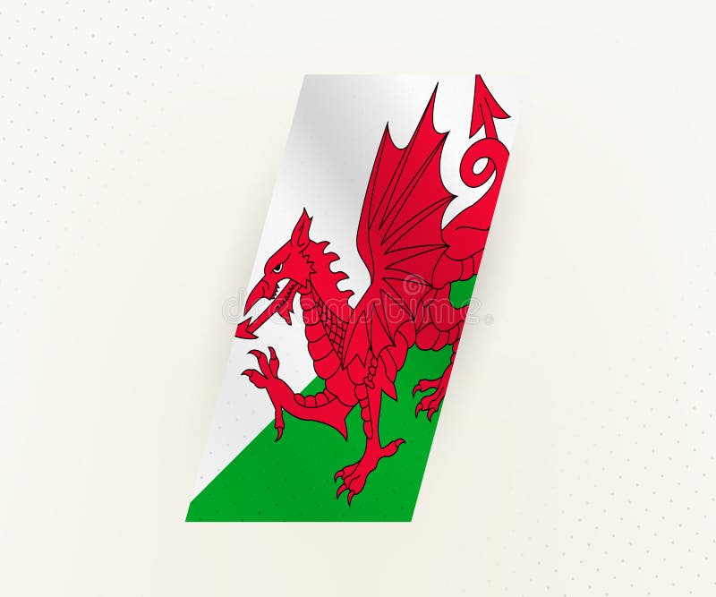 Abstract Modern Vertical Flag of Wales on Beige Background with Dots ...