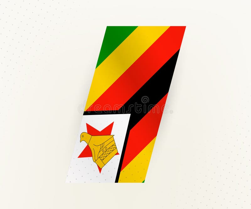 Abstract Modern Vertical Flag of Zimbabwe on Beige Background with Dots ...